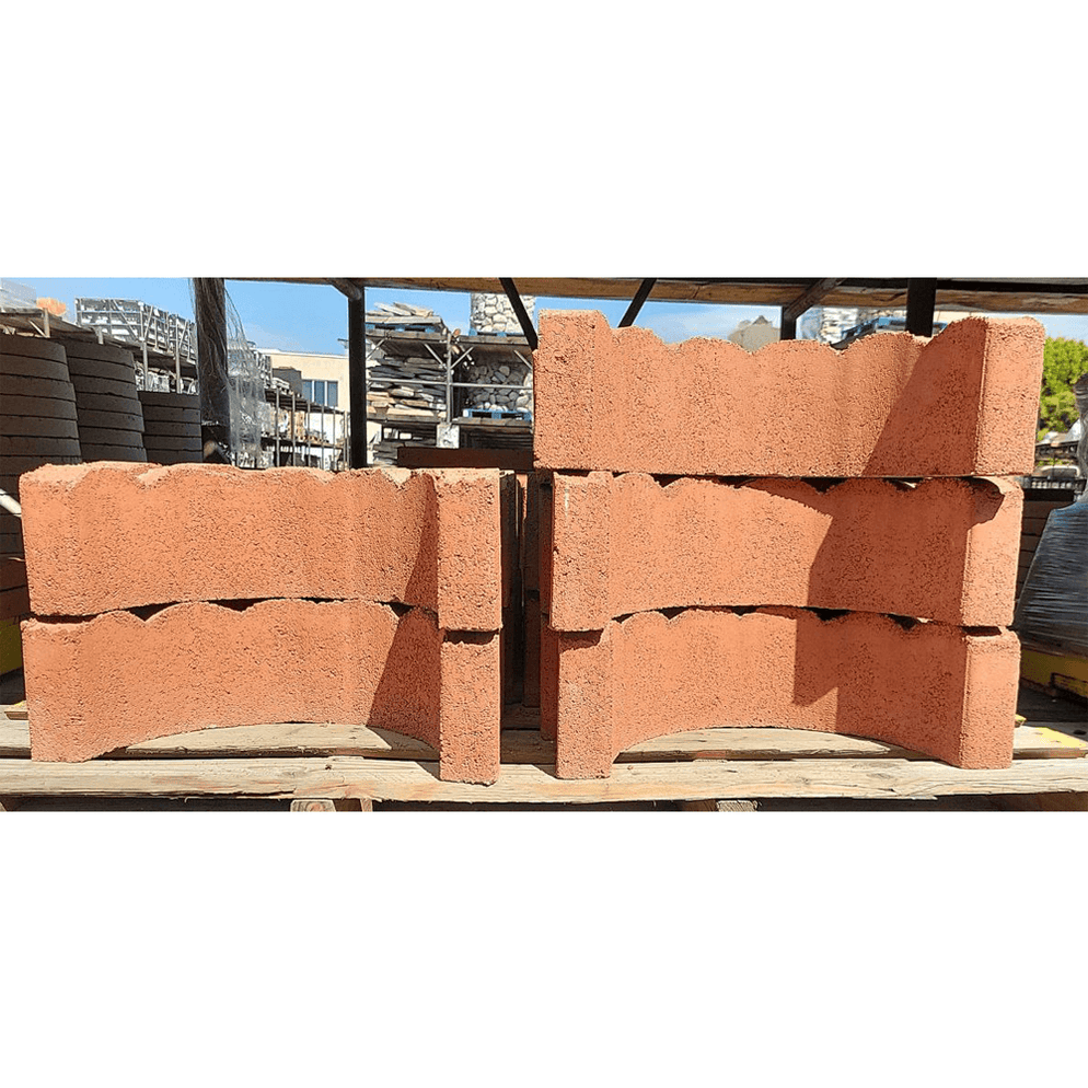 Paver Edger 18 in. x 5-1/4 in. Tree Ring Red Concrete (2-Pack)