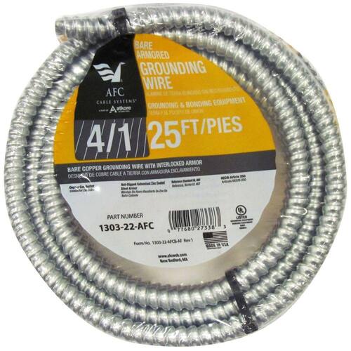Bare Armored Ground Cable 4/1 x 25 ft. Solid Same-Day Delivery