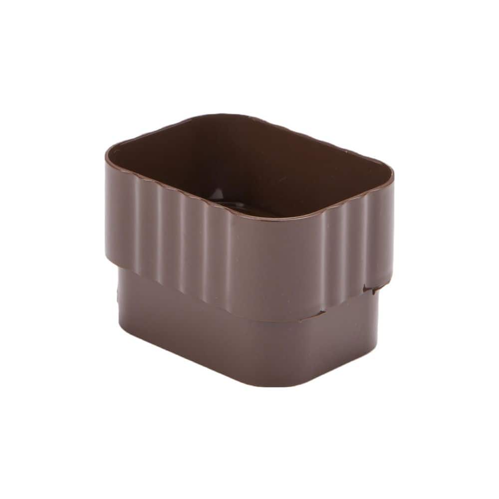 Gutter Joint Connector 2 in. x 3 in. Downspout Vinyl Brown Delivery