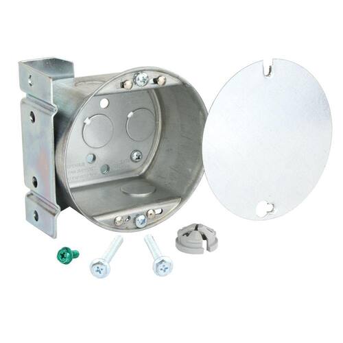 Ceiling Fan/Light Fixture Side Mount Box Metallic Round 4 in. x 2-1/8 ...