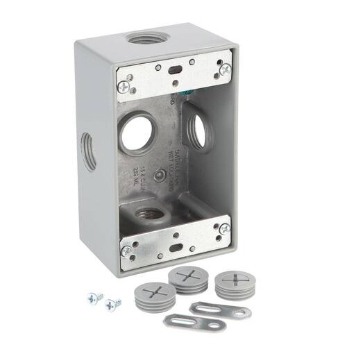 Weatherproof Box Metallic 1-Gang with (5) 1/2 in. Holes, Gray Delivery
