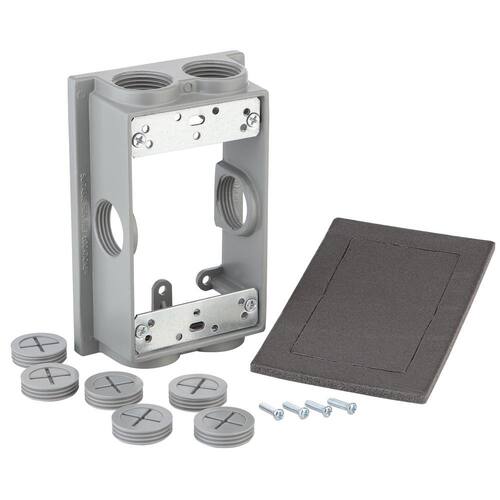 Weatherproof Extension Ring Metallic 1-Gang with (6) 3/4 in. Holes Gray