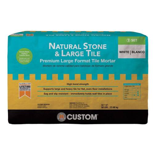 White Premium Thinset Mortar for Natural Stone and Large Tile - 50 lb