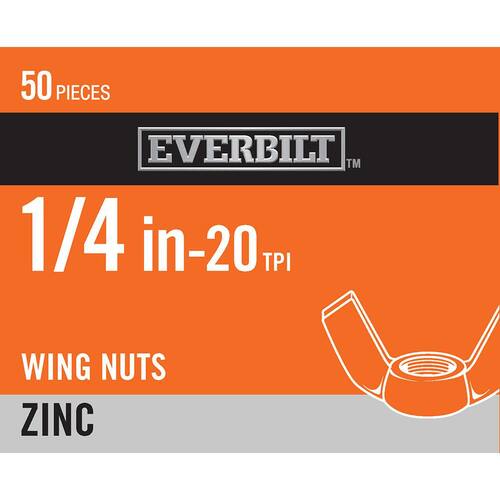 Wing Nut 1/4 in.-20 Zinc Plated 50-Pack Same-Day Delivery