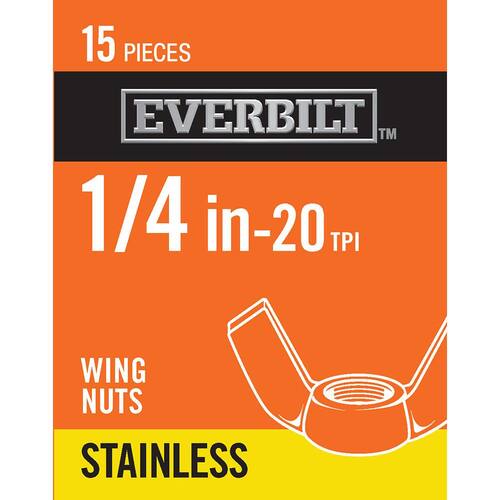 Wing Nut 1/4 in.-20 Stainless Steel (15-Pack) Same-Day Delivery
