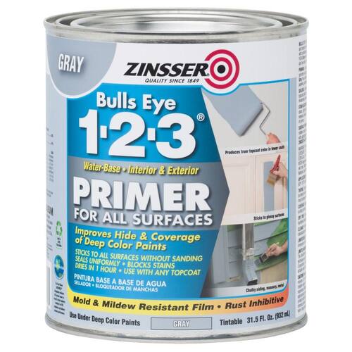 Interior/Exterior Primer and Sealer Water-Based Gray Bulls Eye 1-2-3 31 ...