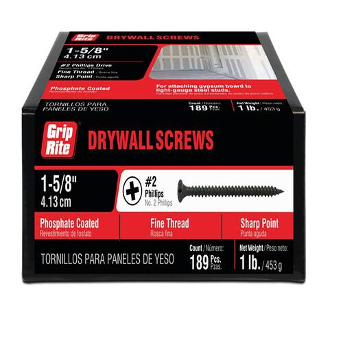 Drywall Screws #6 x 1-5/8 in. Philips Bugle-Head Fine Thread Sharp ...