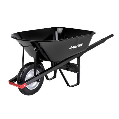 Steel Wheelbarrow 6 cu. ft. with Flat Free Tire Same-Day Delivery