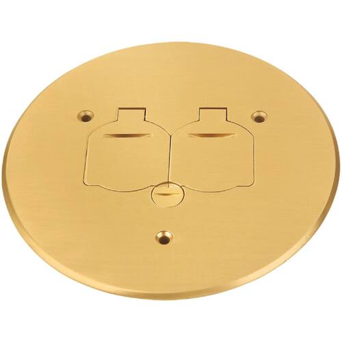Floor Box Outlet Cover Low-Profile Round with 15A TR Duplex Receptacle ...
