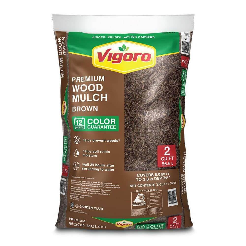 Wood Mulch Brown 2 cu.ft. Premium Shredded Bagged Vigoro Delivery