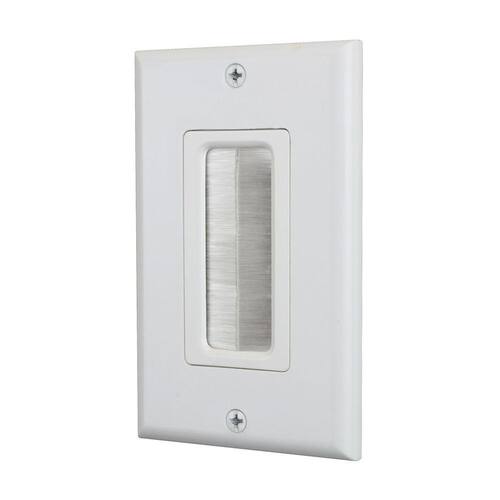Wall Plate Plastic 1-Gang Brush White Same-Day Delivery