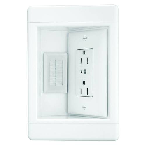 TV Media Box Kit 1 Gang Recessed with Surge Suppressing Outlet and Low ...