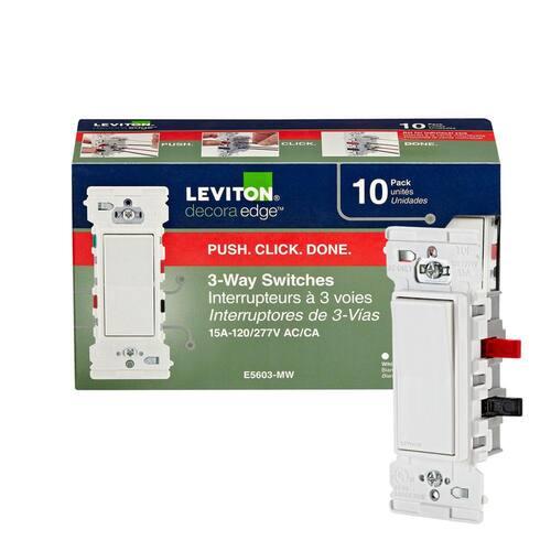Switch 15 Amp 3-Way Decora Edge White 10-Pack Same-Day Delivery